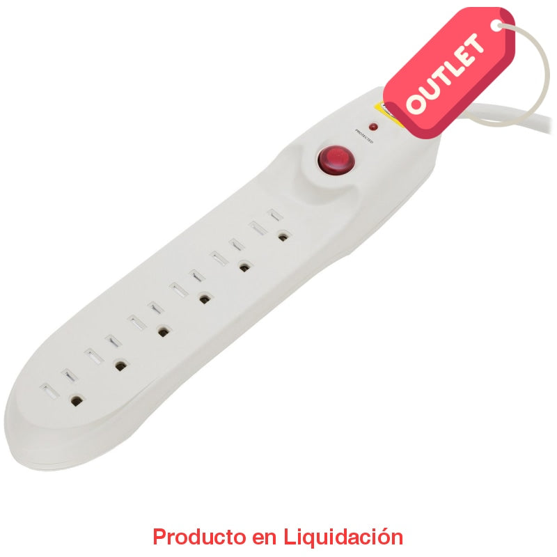 CONECTOR MULTICONTACTO, 125V, 15A, PROTECCION 350 JOULES, 6 CONTACTOS ...